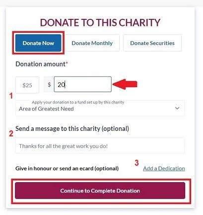 Donating Through CanadaHelps