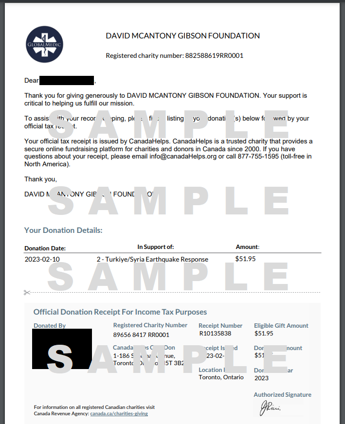 Tax Receipts Through CanadaHelps