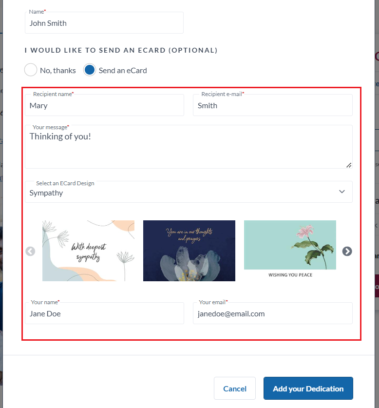 Tribute Giving Through CanadaHelps