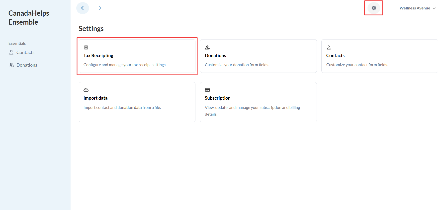 Configure Tax Receipt Settings